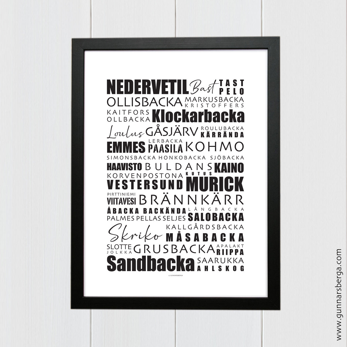 Nedervetil tavla med byanamn – Gunnarsberga