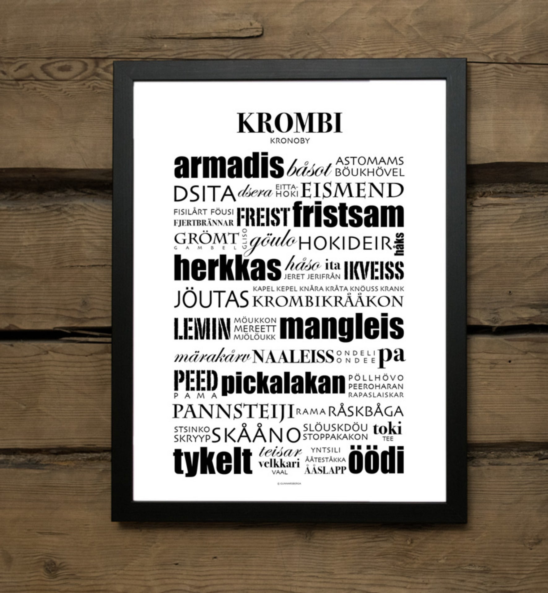Krombi/Kronoby dialekt-poster eller tavla – Gunnarsberga